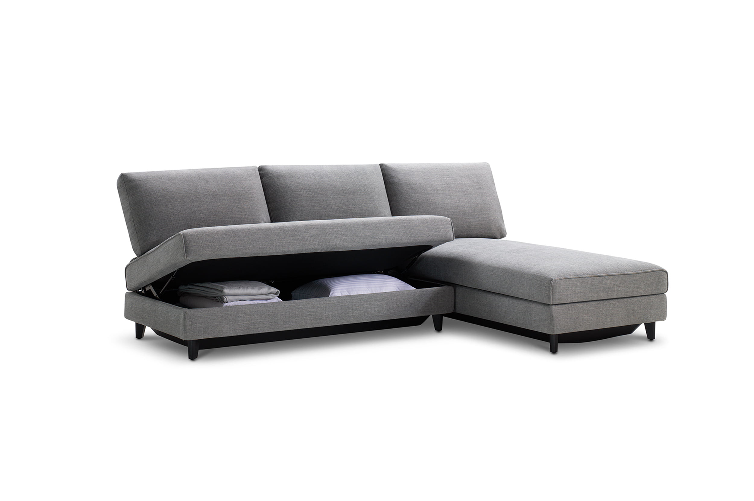 Delta Modular Armless Sofa with Chaise and Storage