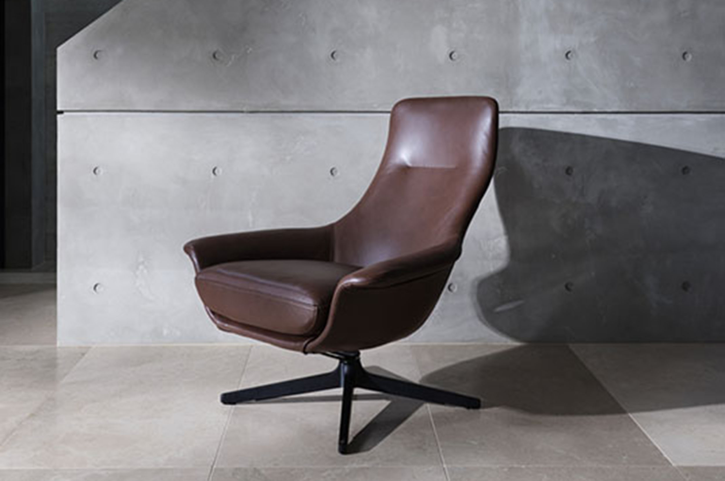 Seymour Mid Back Chair with Swivel Base and Footstool