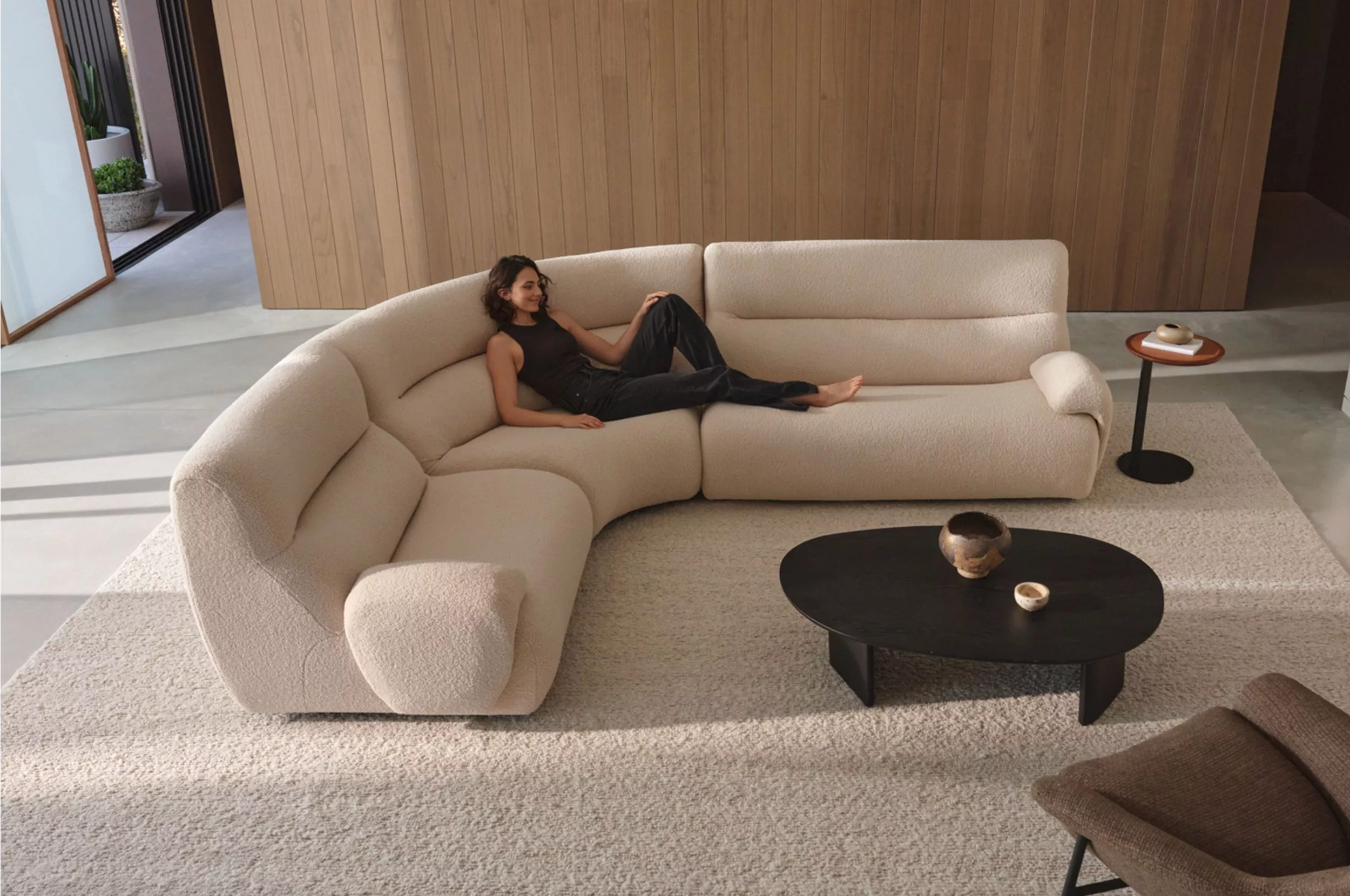 high back rounded sofa