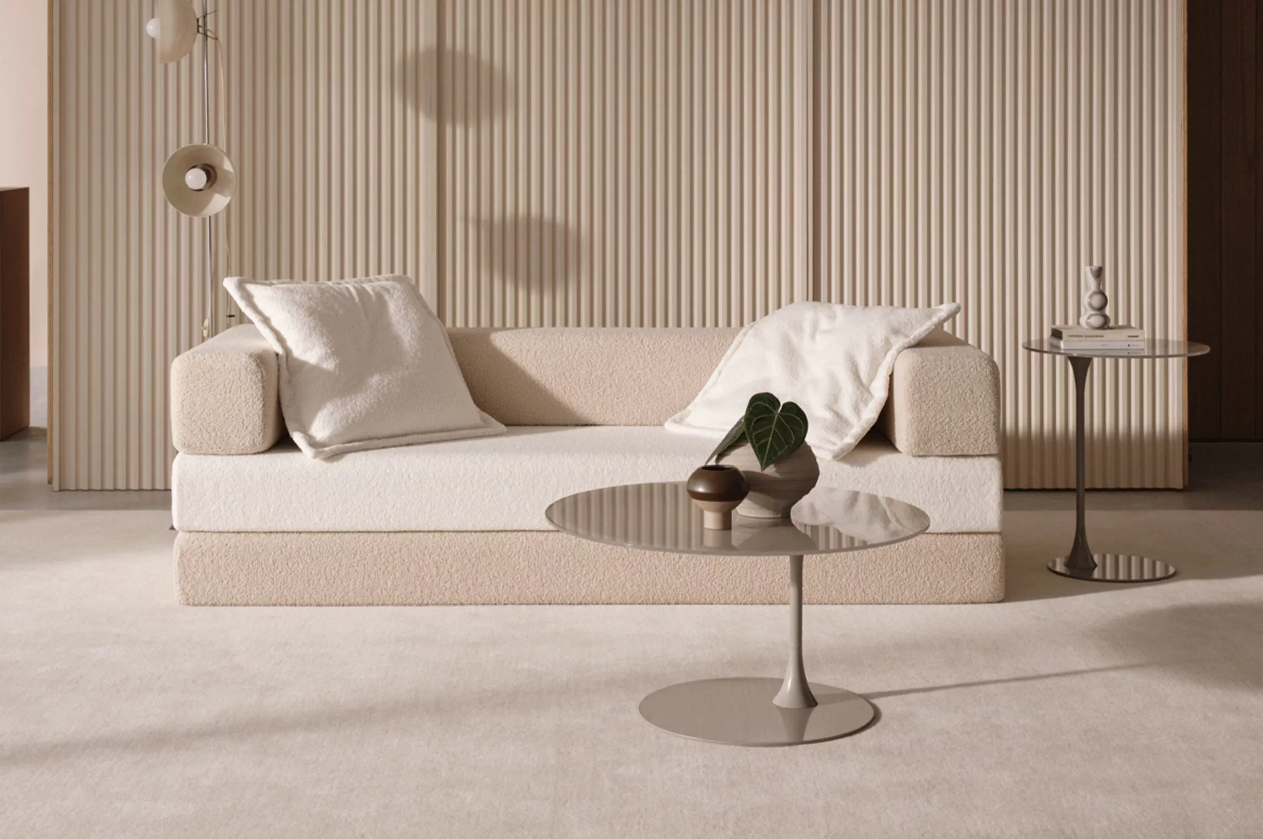 KING Sofa Bed Natural White Biscotti Fabric King Living
